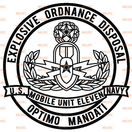 Navy EOD Mobile Unit 11 Vinyl Decals - 9 inches / Gold - MILVEC